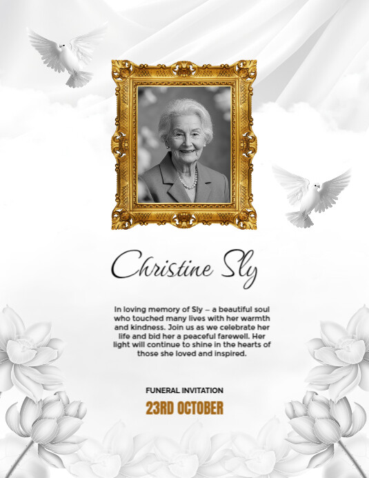 Burial flyer | Burial poster | Funeral flyer | Funeral poster Template | PosterMyWall